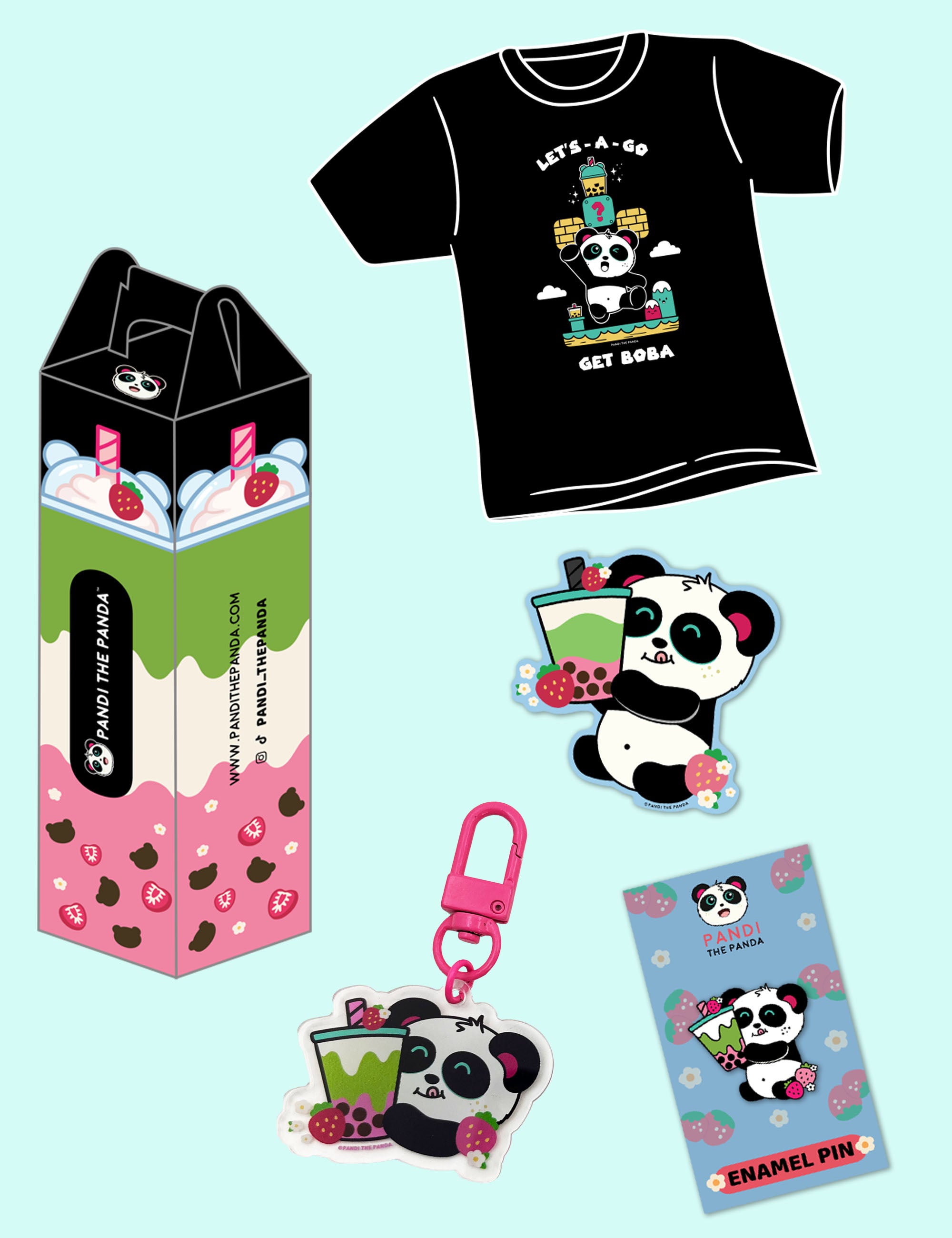 Pandi’s Boba Box Set (Strawberry Matcha Edition) – Fat Rabbit Farm