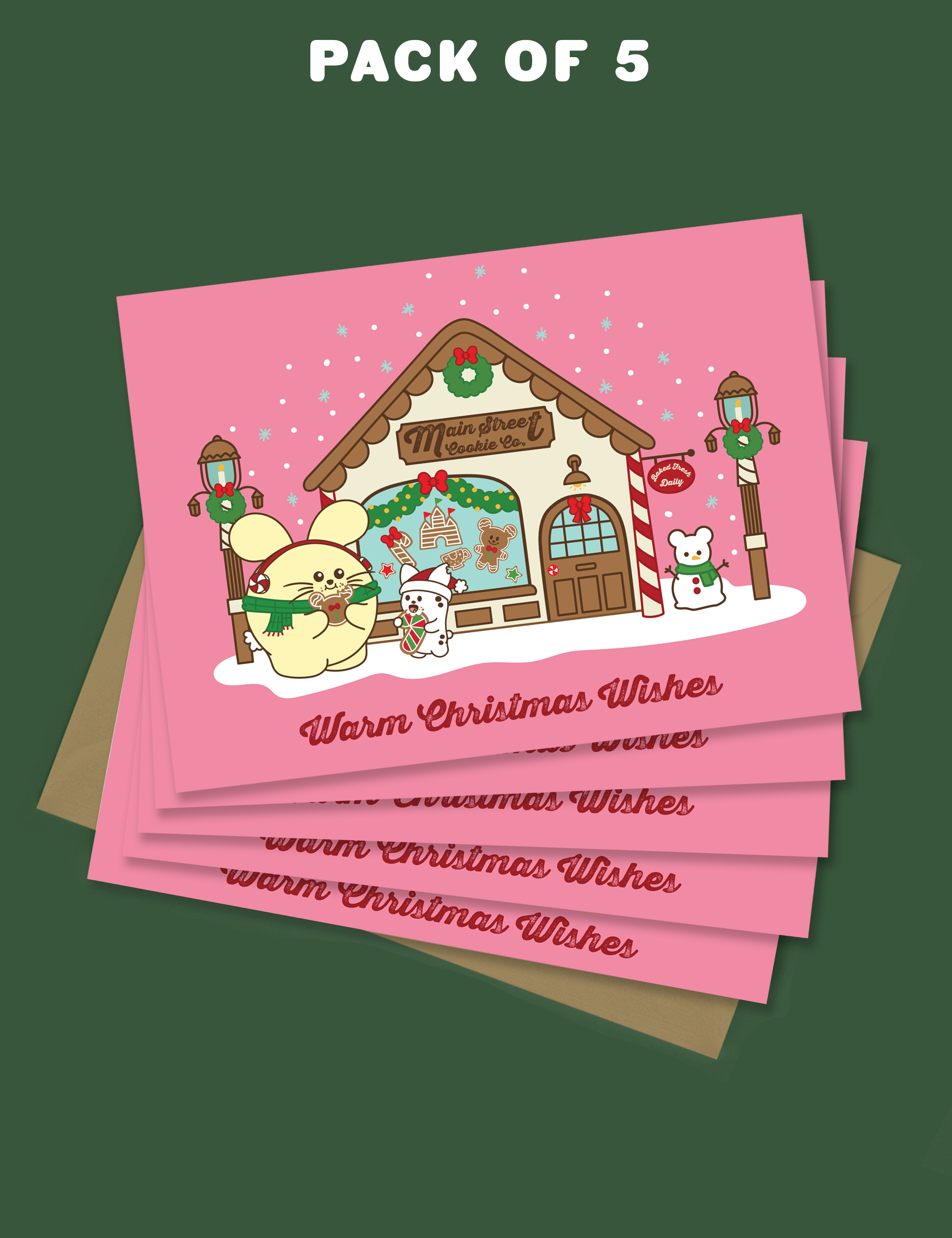 Warm Christmas Wish Pack of 5 Greeting Cards – Fat Rabbit Farm