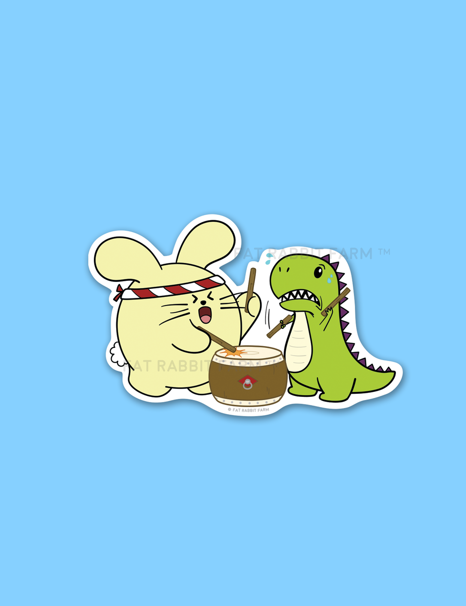 Taiko with T-Rex Vinyl Sticker – Fat Rabbit Farm