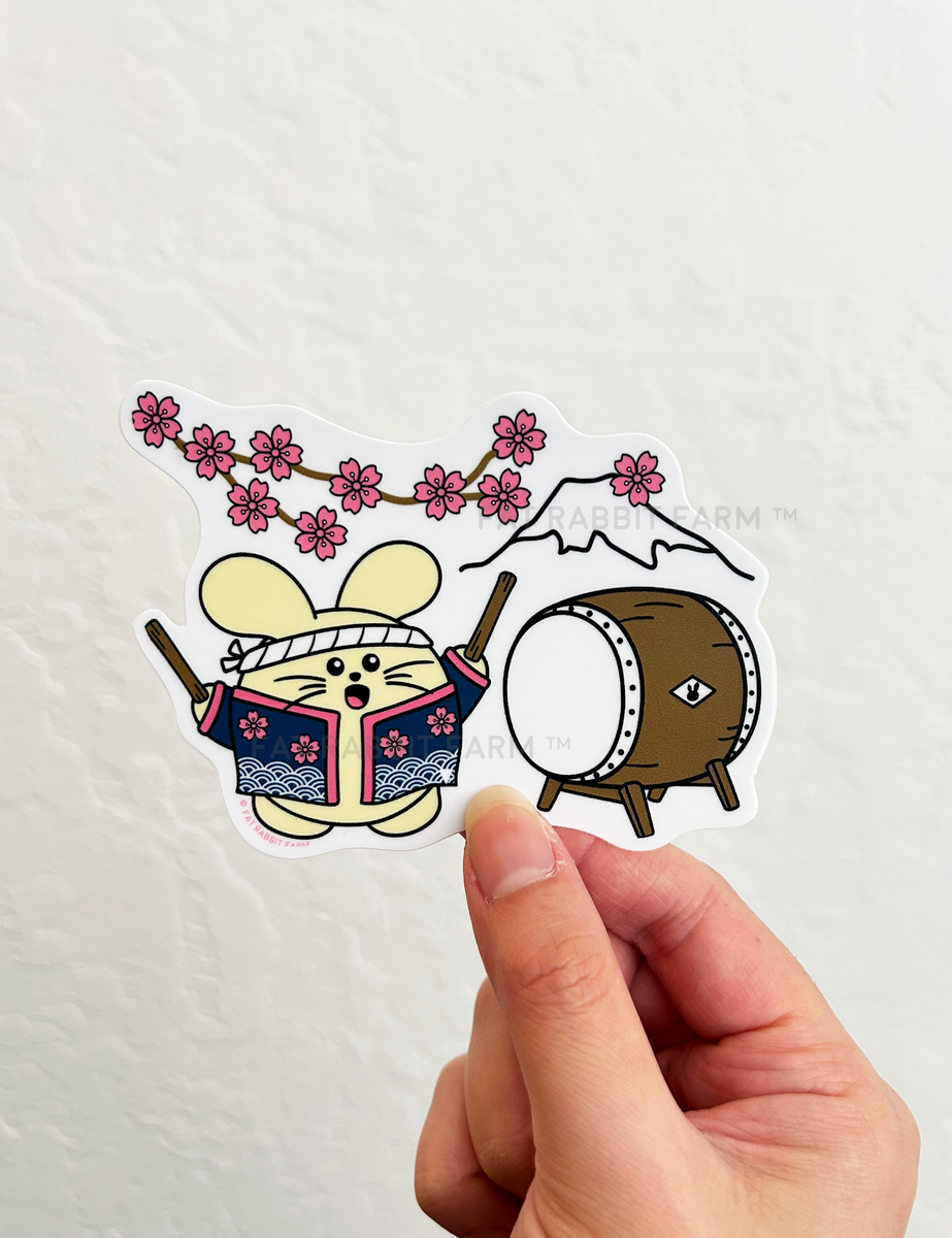 Cherry Blossom Taiko Vinyl Sticker – Fat Rabbit Farm