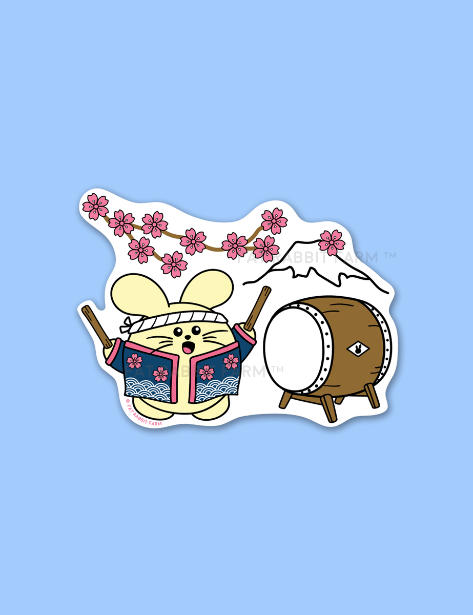 Cherry Blossom Taiko Vinyl Sticker – Fat Rabbit Farm