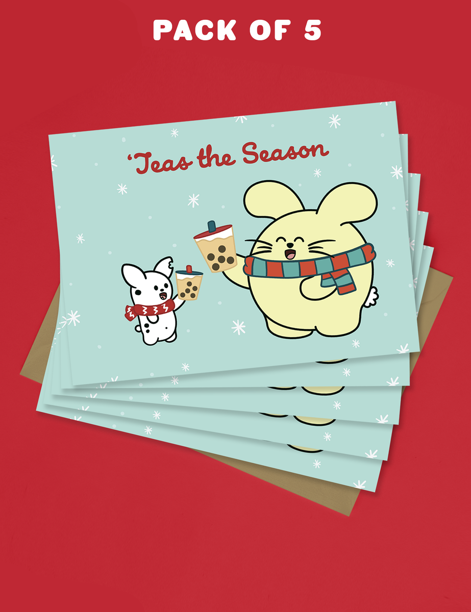 'Tea the Season Pack of 5 Greeting Cards – Fat Rabbit Farm