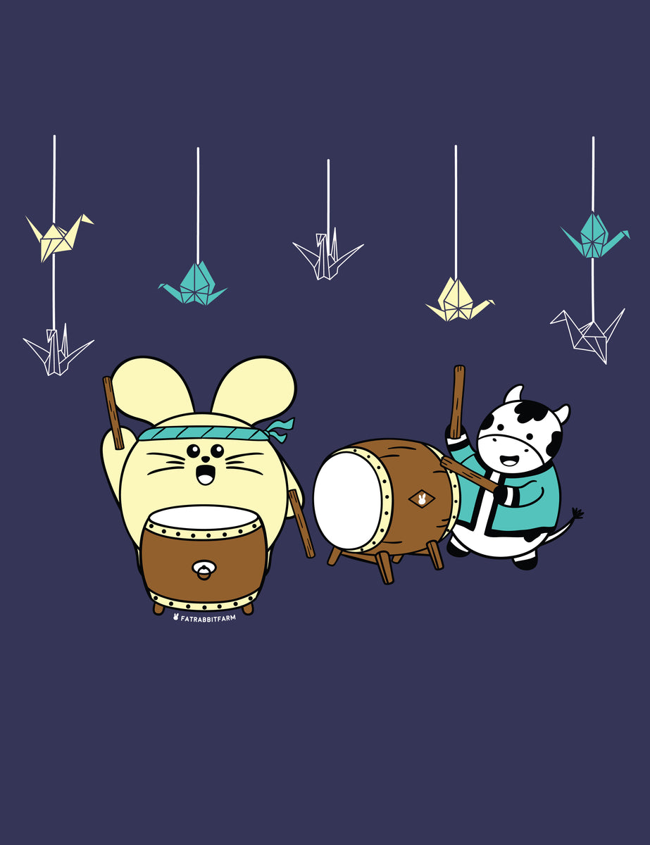 Taiko with 1000 Cranes Men’s T-shirt – Fat Rabbit Farm